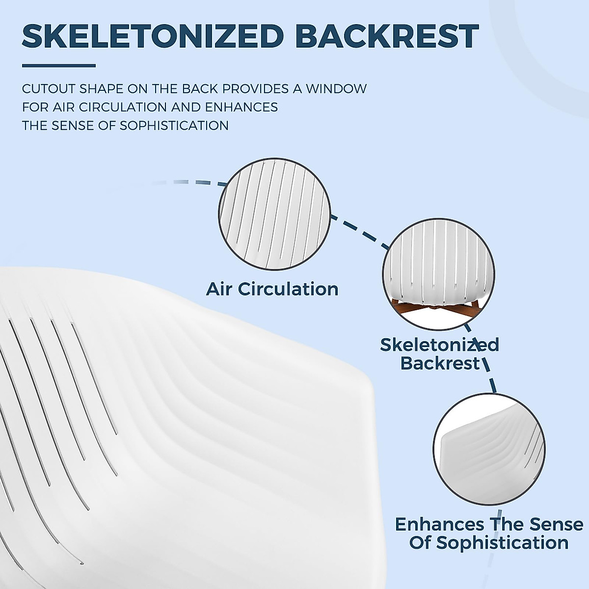 Grand patio Outdoor Dining Chairs Set of 4 Indoor Outdoor Modern Recycled Plastic Dining Chair, Rust Free Frame, Woodgrain Legs, Whale Modeling Design for Kitchen, Dining (Light Gray)