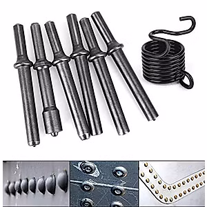 Titoe 7 Pcs Heavey Duty Smoothing Pneumatic Air Rivet Hammer Chisel Bits Tools Kit with Spring