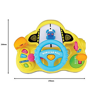 Robocar Poli Steering Wheel Toy, Musical Pretend Play Driving Toy for Baby Driver, My First Driving Educational Turn and Learn Toy, Simulation Racing Wheel Toy for Preschool Kid Toddler Age 1-3