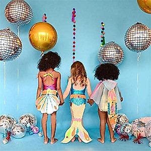 4Pcs 22inch Silver Disco Ball Balloon Party 4D Large Round Inflatable Sphere Shaped Aluminum Foil Mirror Balloon Birthday Grad Party Wedding Baby Shower Marriage Graduation Decor Supplies