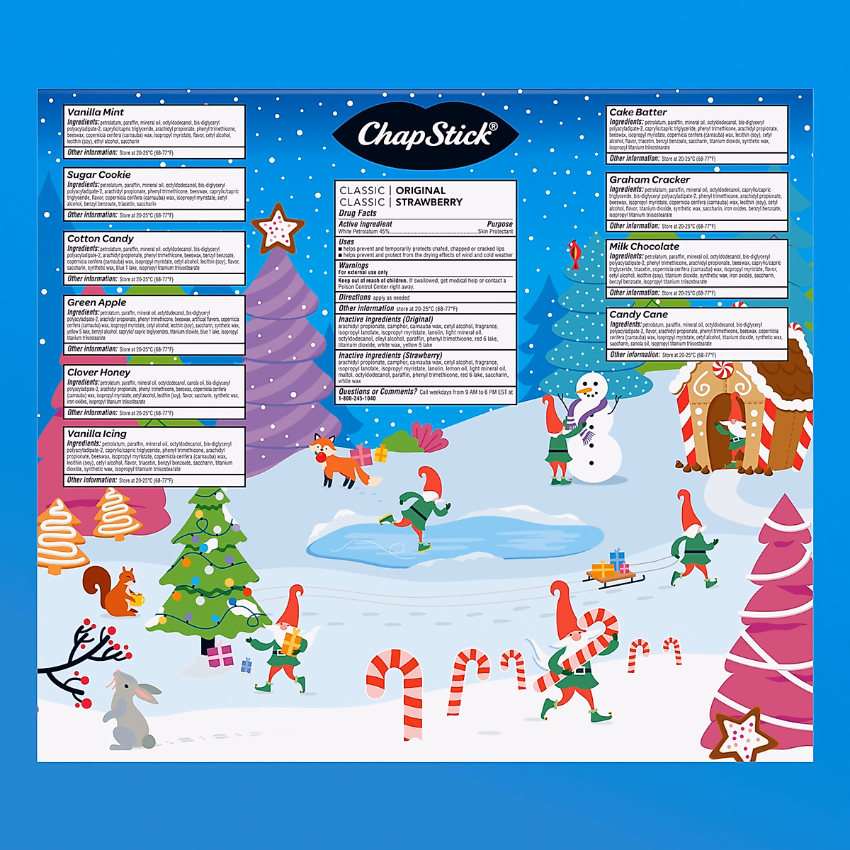 ChapStick 12 Days of Holiday Advent Calendar Lip Balm Gift Set - 0.15 Oz