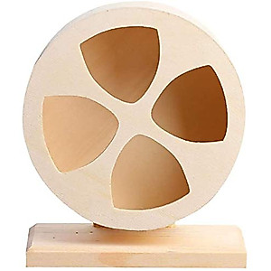 XINGFENSIFNE Hamster Exercise Wheel Silent Spinner with a Shield and Disassemble Base, Wooden Running Wheel for Syrian Hamster, Dwarf Hamster,Mice,Guinea Pigs and Other Small Animals, 6 inch