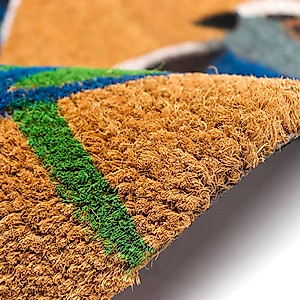 Liora Manne Natura Doormat Non-Slip Natural Fiber Outdoor Mat-Animal, Blue Birds Natural 2' x 3'