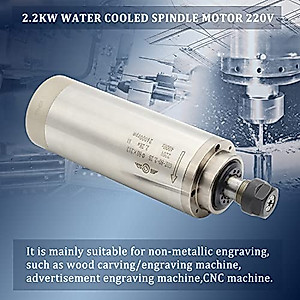 RATTMMOTOR CNC Spindle Motor 2.2KW Water Cooled Spindle Motor 220V ER20 Collet 80mm Diameter 8A 400HZ 24000RPM for CNC Router Engraving Milling Machine