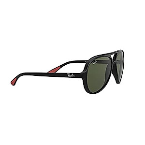 Ray-Ban RB4125M Scuderia Ferrari Collection Aviator Sunglasses, Black/G-15 Green, 57 mm