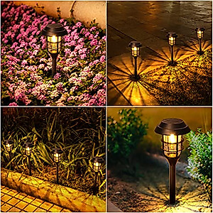 LETMY Solar Pathway Lights Outdoor, 8 Pack Bright Solar Lights Outdoor, IP66 Waterproof Auto On/Off Solar Garden Lights Solar Powered Landscape Lighting for Yard Patio Walkway Driveway Pathway - Black