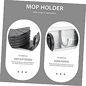 OKUMEYR Mop Holder Mops Hook Garage Storage Rack Closet Storage Hanger Wall Mounted Broom Organizer Nail Broom Holder Wall Hanging Broom Rack Sundries Organizer Black Space Aluminum