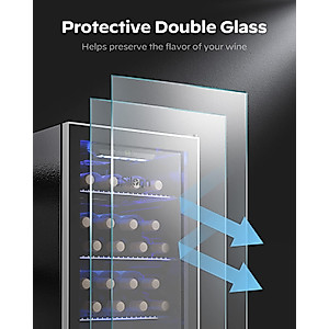 Silonn 26 Bottle Wine Cooler/Cabinet Beverage Refrigerator,Small Mini Wine Cellar for Red,White,Champagne or Sparkling Wine,40f-61f Digital Temperature Control Wine Fridge Glass Door