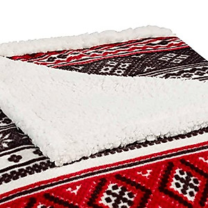 Eddie Bauer Ultra-Plush Collection Throw Blanket-Reversible Sherpa Fleece Cover, Soft & Cozy, Perfect for Bed or Couch, Fair Isle