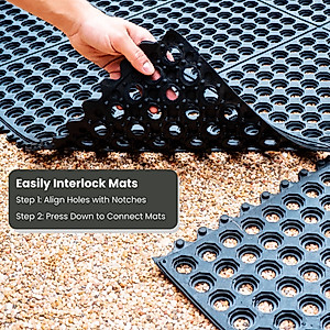 Envelor Interlocking Rubber Floor Mat Restaurant Kitchen Mat Commercial Entrance Door Mat Durable Non-Slip Bar Mat Utility Drainage Mat Indoor Outdoor Wet Areas 3' x 3' - Pack of 4
