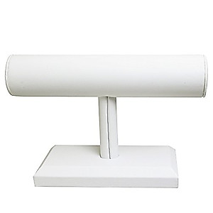 Mooca Bracelet Holder Jewelry Display Jewelry Stand Organizer T-Bar Bracelet Watch Display for Home Organization Bracelet Bangle Holder, White Leatherette