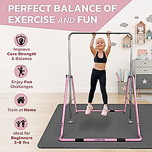 CINCINNATI GAMES KipMaster Adjustable Gymnastic Kip Bar, Gymnastic Bars for Home, 4 Adjustable Heights, Superior 3-Point Stability Training Monkey Bars for Kids