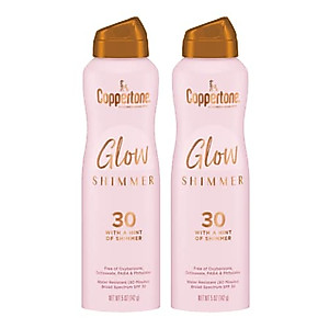 Coppertone Glow with Shimmer Spray Sunscreen, Broad Spectrum SPF 30 Sunscreen, 5 Oz, Pack of 2