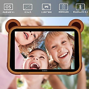 Azeyou Toddler Tablet 8 inch Android Tablet for Kids, 5 Layer Eye Protection Screen, 2GB RAM & 32GB Storage, 2MP Camera, 4000mAh Battery, Educational APPs, Parental Control, K20 WiFi Tablet Bear