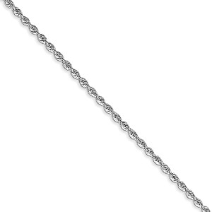 The Black Bow 1.5mm, 14k White Gold, Handmade D/C Solid Rope Chain Necklace, 20 Inch