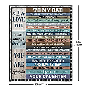 Fathers Day Dad Gifts from Daughter 60"x50" - Gifts for Dad from Daughter - Dad Birthday Gift - New Dad Gifts for Men - Best Dad Ever Gifts Blanket