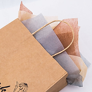 MR FIVE 60 Sheets Gift Tissue Paper Bulk, 20" x 14", Brown and Grey Tissue for Gift Bags, Wrapping Paper for Easter, Halloween, Birthday, Wedding, Baby Shower, Christmas, 3 Colors (Brown)