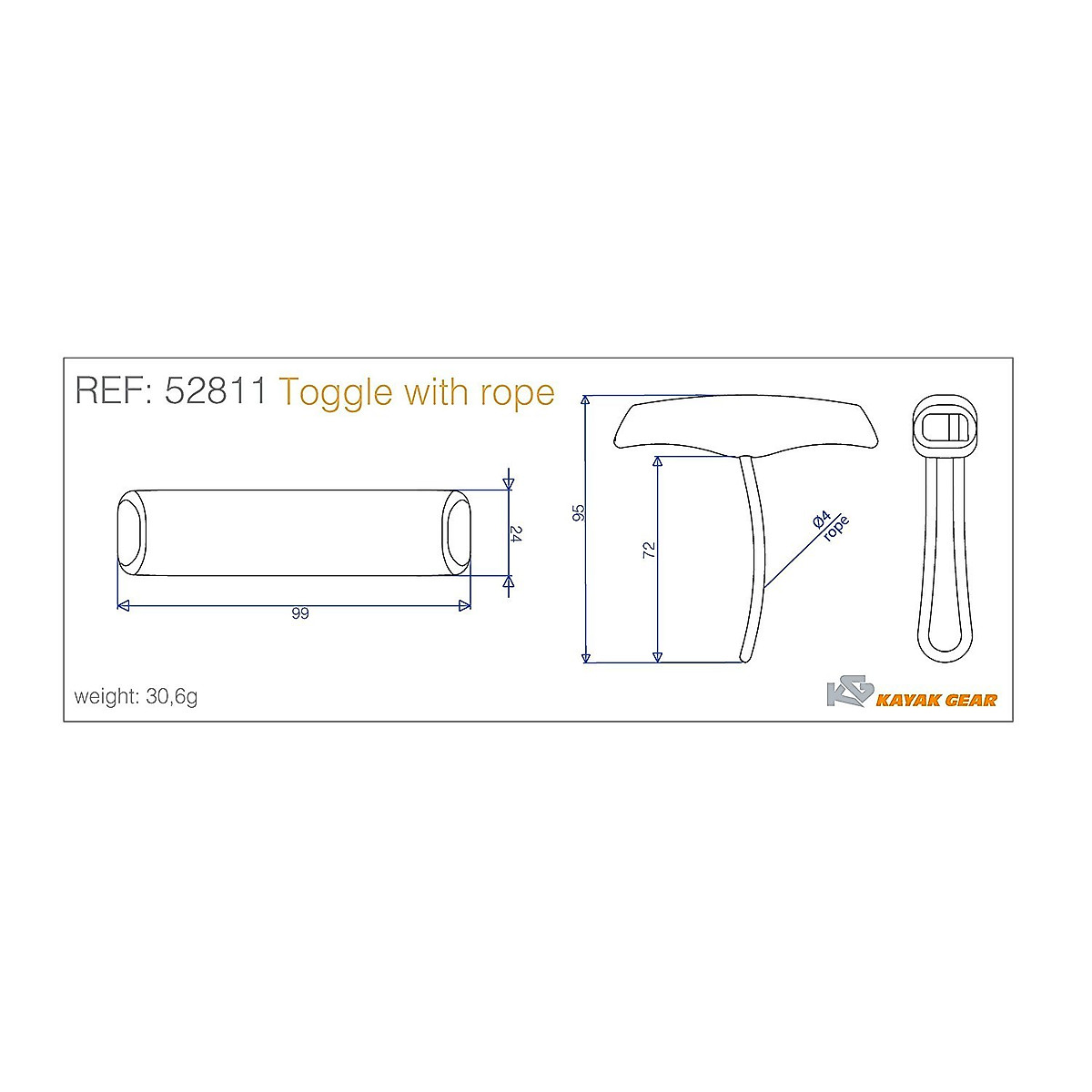 Kayak Toggle Handles with Cord (Pack of 2)