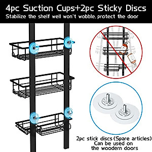 Spaclear Over The Door Shower Caddy, 3-Tier Adjustable Hanging Shower Shelves, Rustproof Stainless Steel with Hook Bathroom Organizer with Soap Holder for Inside Bathroom & Kitchen Storage, Black