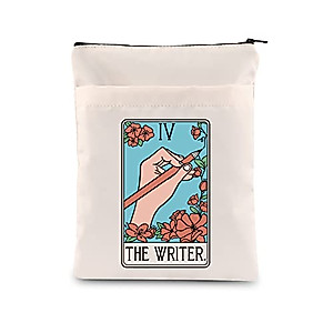 TOBGBE The Writer Tarot Card Bag Book Lovers Gifts Writer Book Sleeve Reader Book Covers for Soft Cover Books Bookish Book Pouch (The Writer)