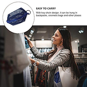 ABOOFAN Small Zipper Mesh Makeup Pouch Bags with Keychain Mini Coin Bag Wallet Cosmetic Small Storage Bag Transparent Travel Toiletry Bag for Women