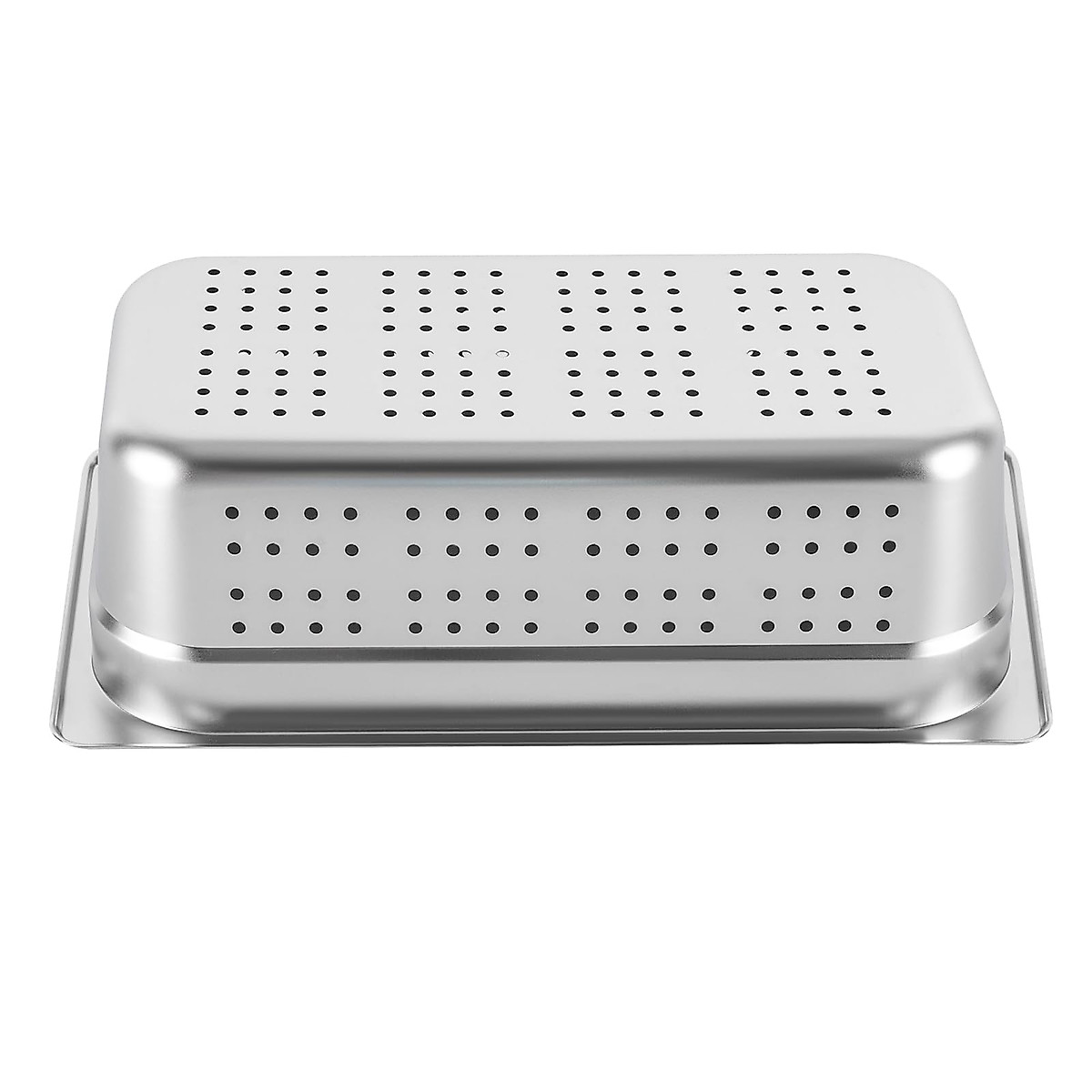 DYNAMI 2-Pack Anti-Jam Perforated Stainless Steel Steam Table Pan, 1/3 Size, 4" Deep Commercial Chafing Steam Table Pan Hotel Pans,Catering Food Pan (2-Pack,1/3 Size, 4" Deep)