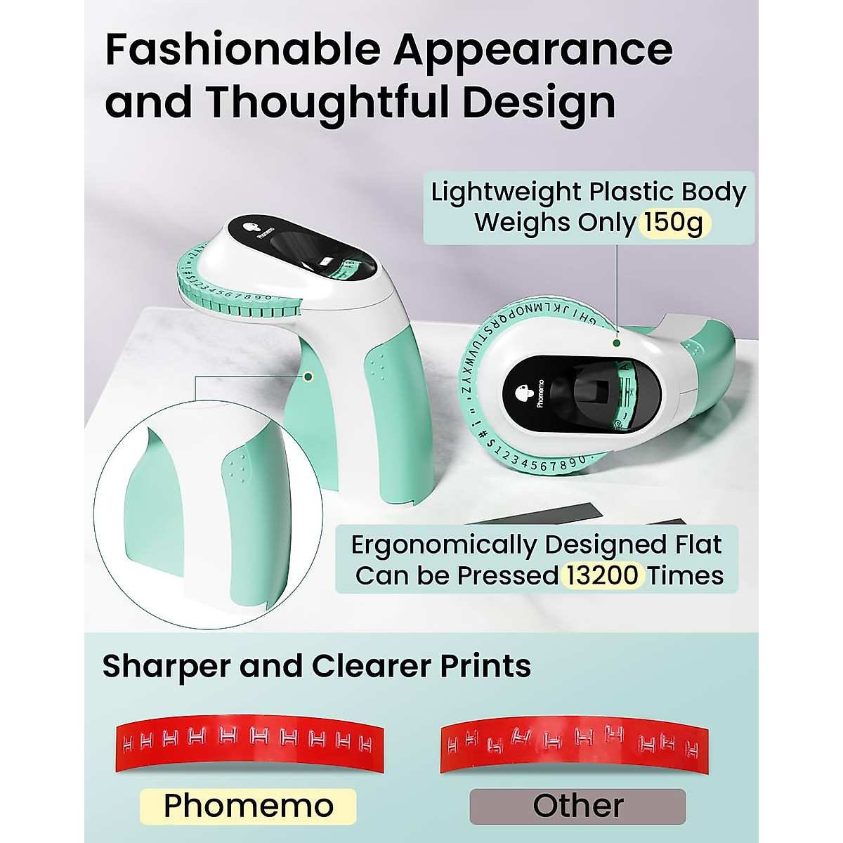 Phomemo Embossing Label Maker Machine with Tapes, Portable Retro Embossed Label Maker Writer, Mini Embosser Label Maker with 6 Rolls Embossing Label Tapes for Home,Office DIY and Crafting -Green