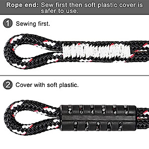BeneLabel Tree Swing Ropes, Hammock Tree Swings Hanging Straps, Adjustable Extendable, for Outdoor Swings Hammock Playground Set Accessories, 6 1/2ft, Diameter 2/5", 2 Pack, Black