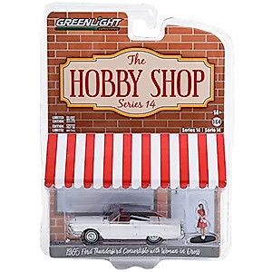 1965 Thunderbird Convertible White and Woman in Dress The Hobby Shop Series 14 1/64 Diecast Model Car by Greenlight 97140 B