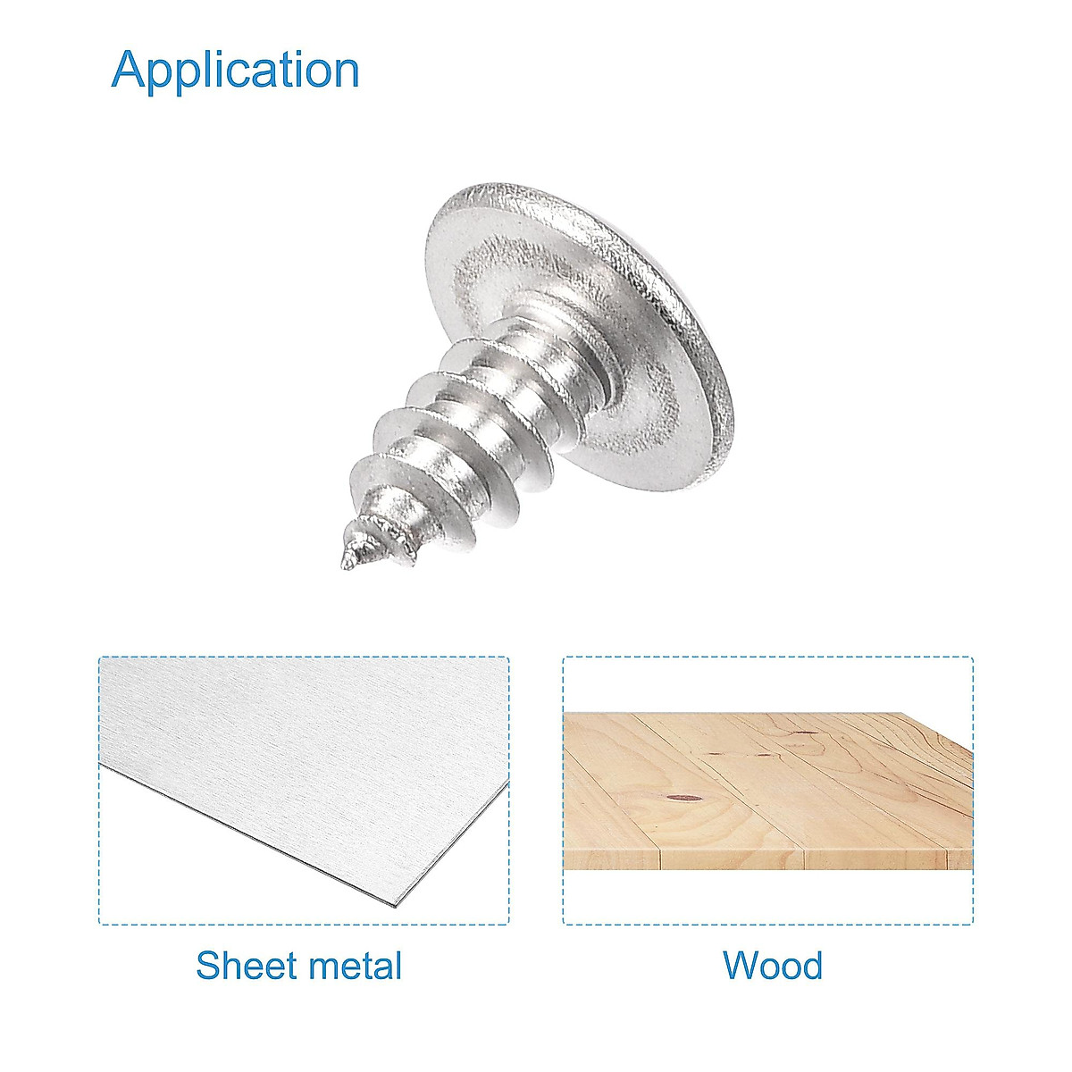 uxcell Phillips Head Self Tapping Screws, #10 x 3/8" 304 Stainless Steel Wood Sheet Metal Screw 50pcs
