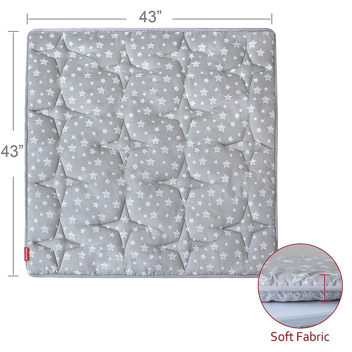 Teepee Play Tent Mat, Square Padded Mat for Playtent, Anti Slip Baby Quilted Activity Mat for Boys and Girls, Toddlers and Kids Playtime