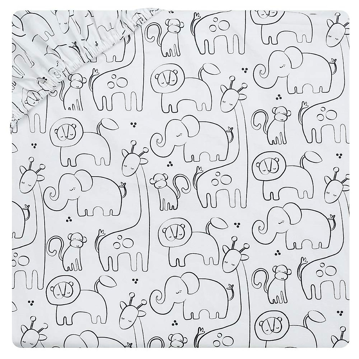 Silhoutte Jungle Print Cotton Crib Sheet
