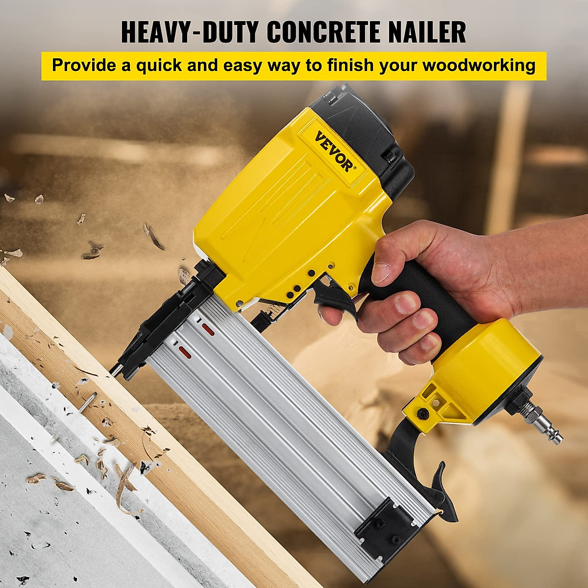 VEVOR Pneumatic Nail Gun, ST64 14 Gauge Heavy Duty Concrete T Nailer 1" to 2-1/2", Air Nailer for Hardwood to Concrete