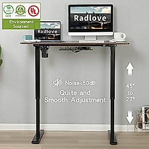 Radlove Electric Standing Desk 48 x 24 Inches, Height Adjustable Computer Desk Sit Stand Desk Home Office Desks with Splice Board and A Under Desk Cable Management Tray, Rustic Brown Top/Black Frame