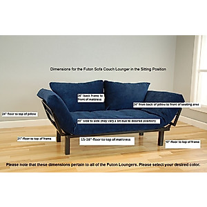 Best Futon Lounger - Frame ONLY - Sit Lounge Sleep - Small Furniture for College Dorm, Bedroom Studio Apartment Guest Room Covered Patio Porch