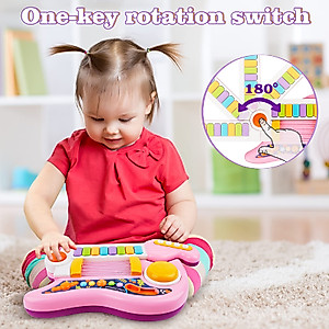 Kids Guitar, Perkidern Kids Electric Guitar Toy Toddler Guitar with Piano Mode Baby Guitar Children Guitar with Strap and Lights Ideal for 3+ Year Old Boys Girls Birthday