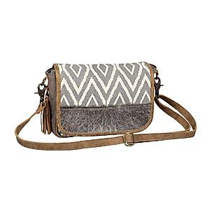 Myra Bag Utilitarian Upcycled Canvas & Cowhide Crossbody Bag S-1348