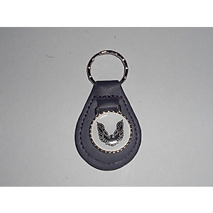 FIREBIRD OR TRANS-AM BLACK BIRD LOGO LEATHER KEYCHAIN - PURPLE