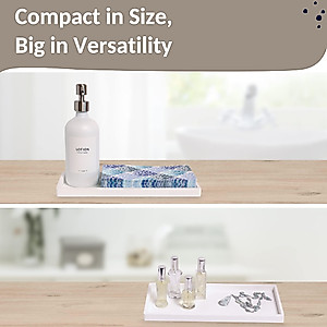 Spacewiser Countertop and Vanity Tray - 11.7" Silicone Bathroom Tray, Flexible Hand Dish Soap Holder for Kitchen, Bathroom Counter Organizer, Shower Toilet Tank Trays Décor, Sink Makeup Mat Oil, White