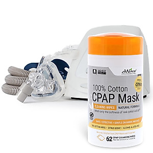 AWOW Scented CPAP Wipes CPAP Mask Cleaner for Daily CPAP/BiPAP Mask Maintenance, 100% Cotton Safe on CPAP Masks, Mildly Scented Citrus Fragrance 62 ct CPAP Mask Wipes (3pk, 186 CPAP Cleaning Wipes)