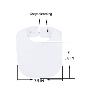 Maiwa White Terry cloth Waterproof 7 Pack baby bibs with Snaps for boy girl unisex, drool,eating and teething bibs