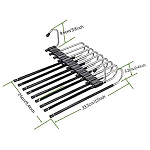 Pants Hangers Space Saving, 9 Layer Collapsible Trousers Hangers Multifunctional 2Pack Jeans Organizer for Wardrobe Trousers Slack Scarf Jeans (New Black)