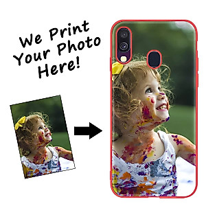 Eouine Custom Phone Case for Samsung Galaxy A40 (5.9") - Personalized Picture Phone Cases Red nsparent Customizable Funda Customize Photo Text Design Cover - Customized Own Phone Case