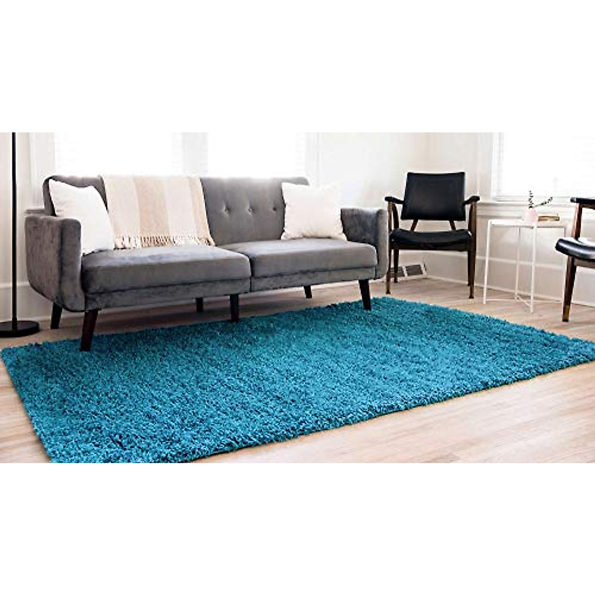 Unique Loom Solid Shag Collection Area Rug (8' x 10' Rectangle, Turquoise)