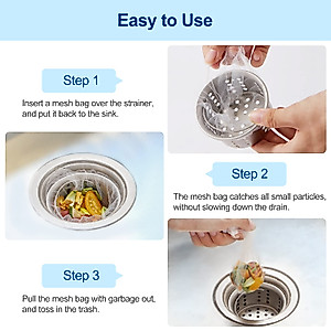 Kitchen Sink Saver | 300 PCS Disposable Mesh Bags for Kitchen Sink Strainer Kitchen Sink Drain Basket, Efficient Anti-Clogging 1mm Holes, Sink Food Catcher Drain Screen Filter