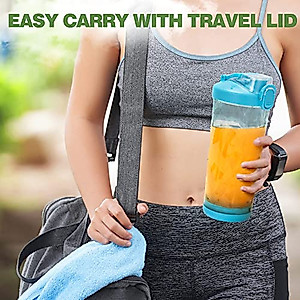 Portable Blender,270 Watt for Shakes and Smoothies Waterproof Blender USB Rechargeable with 20 oz BPA Free Blender Cups with Travel Lid. (Blue)