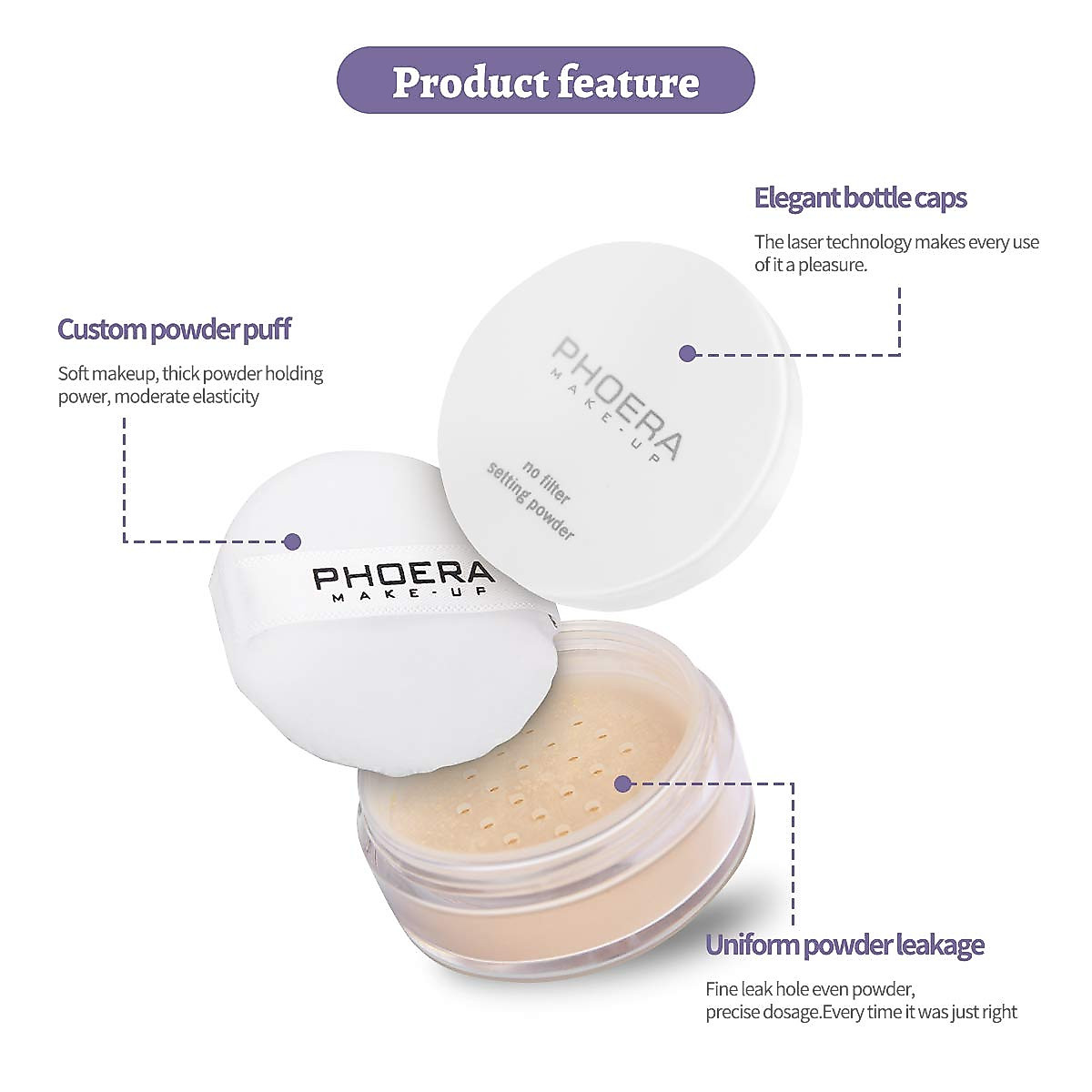 PHOERA Setting Powder Controls Oil,Setting Powder Makeup Light,Loose Powder Makeup Coverage,Loose Setting Powder Mini,0.17oz (01#Translucent)