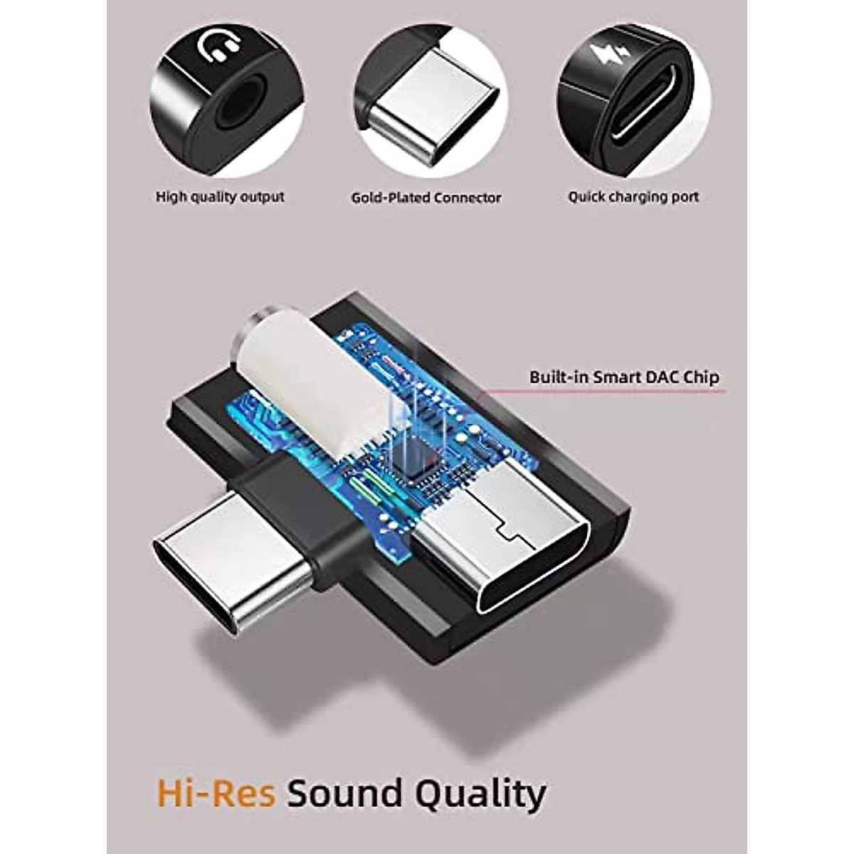 USB C to 3.5mm Headphone and Charger Adapter, 2 in 1 USB C to 3.5mm Headphone Jack Adapter Hi-Res DAC and Fast Charging Dongle Cord Compatible with Google Pixel 5 4 3 XL, Galaxy S22 S22+ S21, Note 20