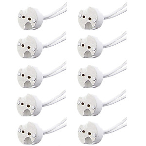 10 Pack Bioluz LED MR16 Socket, GU5.3 Socket, LED Halogen Lamp Ceramic Wire Connector Base Socket Adapter MR16 MR11 G4 GU5.3 Socket (Pack of 10)