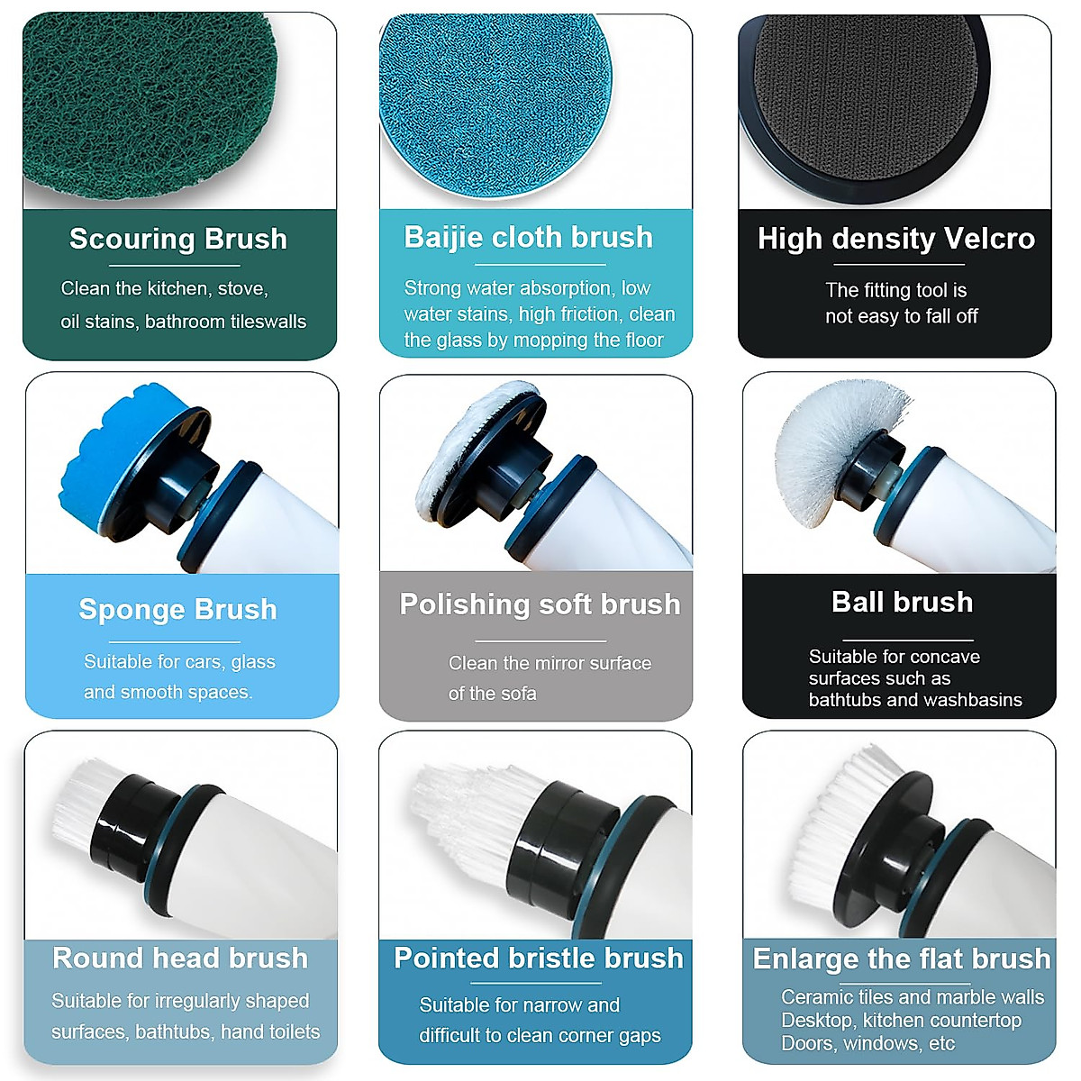 GGBOOMGG Replaceable Brush Heads for Electric Shower Scrubber, 9 Pack Brush Heads Suitable for All Brands of ANS-8051A&ANS-8050 Electric Cleaning Brush